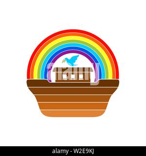 Logo of Noah's Ark. Rainbow - a symbol of the covenant. Dove with a ...