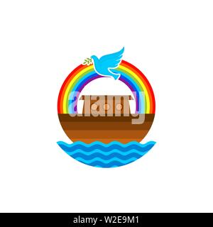Logo of Noah's Ark. Rainbow - a symbol of the covenant. Dove with a ...