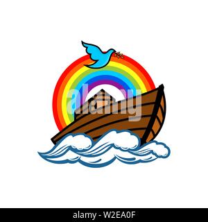 Logo of Noah's Ark. Rainbow - a symbol of the covenant. Dove with a ...