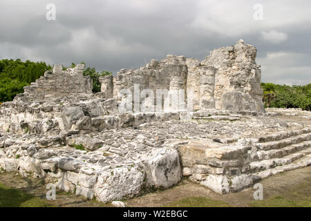 Maya ruin El Rey archaeological site aerial view, Cancun, Quintana Roo ...