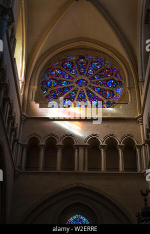 Rose window in the transept of the Lyon Cathedral, The cathedral is ...