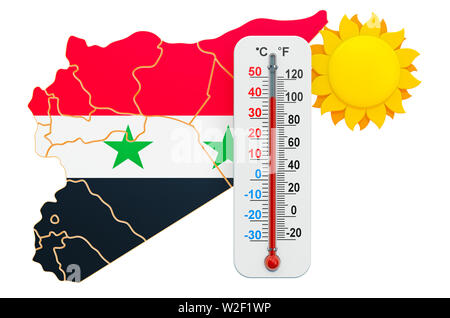 Thermometer with Syrian flag. Heat in Syria concept. 3D rendering ...