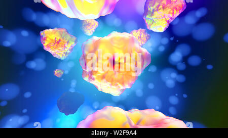 3D rendered Illustration of damaged and inflamed cells under the ...