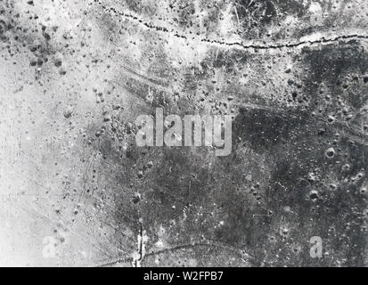 Aerial photograph of trenches in France during World War One. The ...