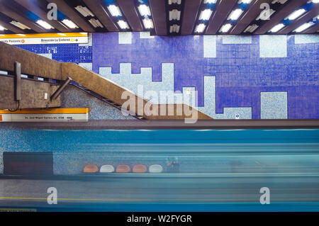 SANTIAGO, CHILE - DECEMBER 2018: Long exposure shot of an old NS74 ...