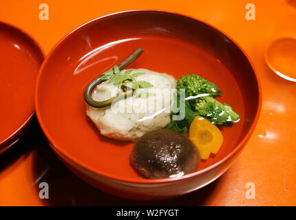 Nimono wan with clear dashi soup, gensuke pike conger, bamboo shoot ...