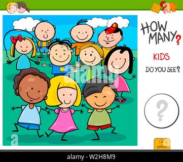 Illustration of Educational Counting Task for Children with Cartoon ...