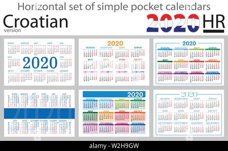 Croatian horizontal set of pocket calendars for 2022 (two thousand ...
