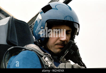 NASA astronaut David Hilmers sits in the Microgravity Vestibular ...