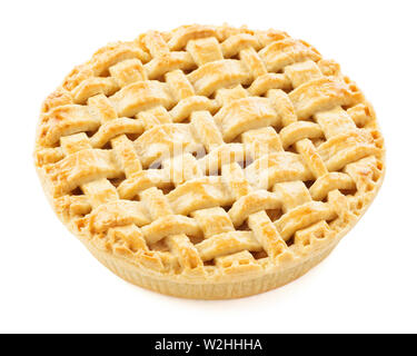 Fresh baked classic American apple pie on dark wooden background. Top ...