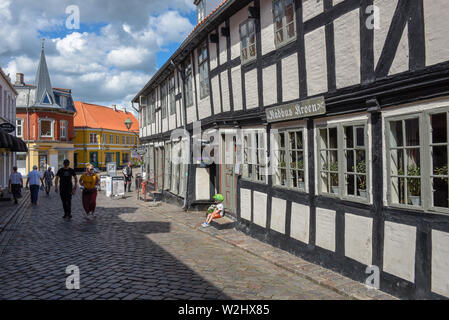 Ebeltoft, Denmark - 22 June 2019: the traditional historic village of ...