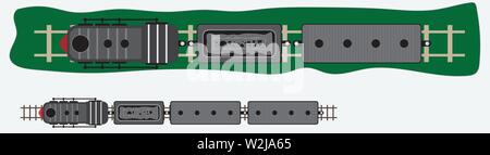 top view of steam locomotive and passenger train Stock Vector Image ...