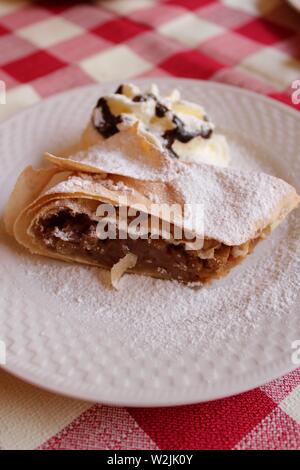 Apple strudel, a popular pastry in Austria, Bavaria, the Czech Republic ...