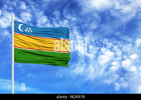 National flag of Karakalpakstan on a flagpole Stock Photo - Alamy