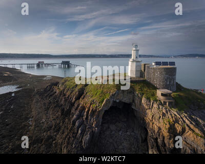 Mumbles Pier and Mumbles lighthouse Stock Photo - Alamy