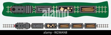 top view of steam locomotive and passenger train Stock Vector Image ...