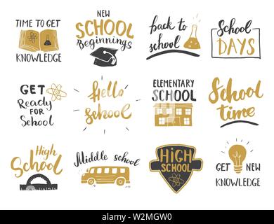 Back to School Calligraphic Letterings Set. Typographic Design ...