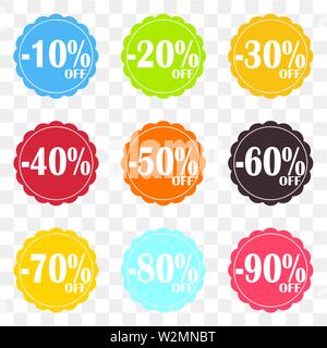 Sale persent labels set. 10-90 sales icons Stock Vector Image & Art - Alamy
