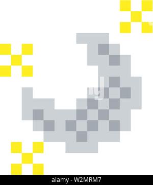 Moon and Stars Pixel 8 Bit Video Game Art Icon Stock Vector Image & Art ...