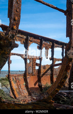 Wreck of the Paiaka, sunk in 1906, Pencarrow Head, near Eastbourne ...
