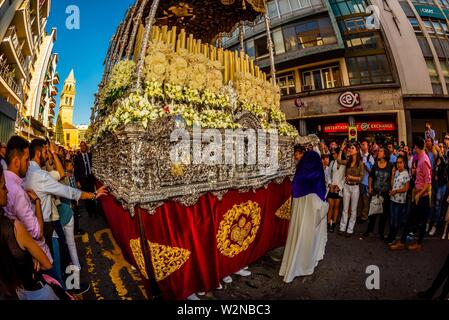 Holy Week (Semana Santa) float with the Virgin Mary carried by women ...