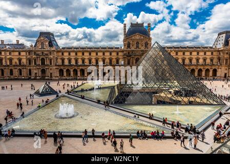 The glass pyramid (architect: I.M. Pei) of Louvre museum (Musée du ...