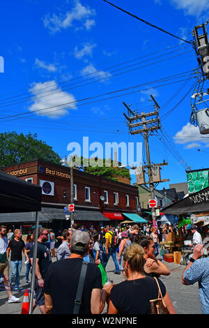 Scene from the pedestrian zone of the Kensington Market area of Toronto ...