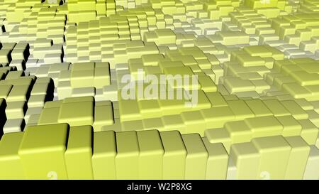 Bright colorful, dynamic and shiny solid squares floating in a wavy ...