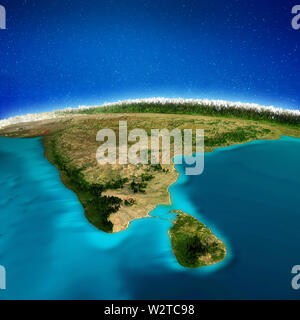 Sri Lanka on planet Earth with country borders and highly detailed ...