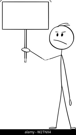 Cartoon of Man or Businessman Holding Empty or Blank Sign Stock Vector ...