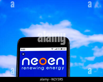 In this photo illustration the Neoen logo is seen displayed on a ...