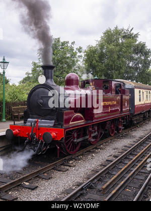 ex Metropolitan railway class E steam locomotive at North Weald station ...