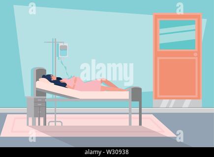 Childbirth in hospital flat vector illustration. Cartoon doctor ...