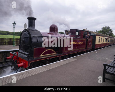 ex Metropolitan railway class E steam locomotive at North Weald station ...