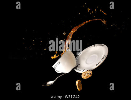 coffee splashing and crashing into each other as food art style ...