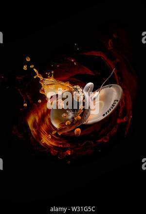 coffee splashing and crashing into each other as food art style ...