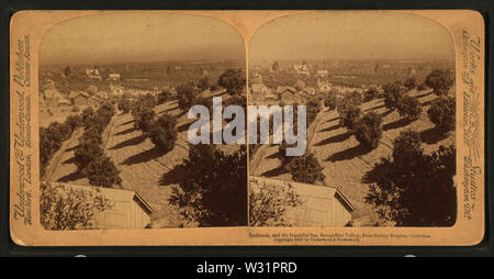 A stereoscopic view of Redlands and the San Bernardino Valley from ...