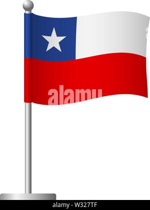 Chile flag on pole. Metal flagpole. National flag of Chile vector ...