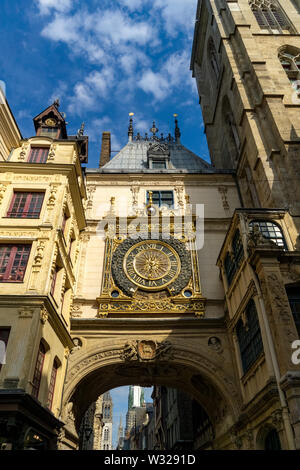 Rouen. The big tower clock- Gros-Horloge Stock Photo - Alamy