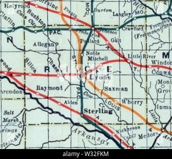 Stouffer's Railroad Map of Kansas 1915-1918 Sumner County Stock Photo ...