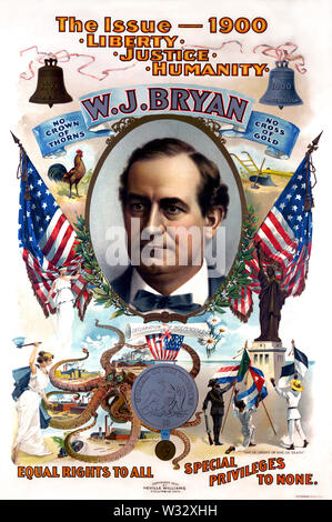 William Jennings Bryan, former presidential candidate, is depicted as ...