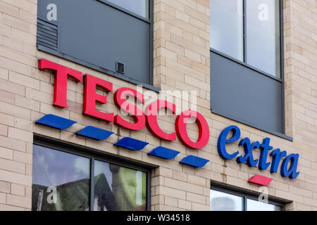 Tesco Extra supermarket sign at West Durrington Worthing West Sussex UK ...