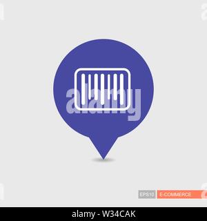 Barcode pin map icon. E-commerce sign. Map pointer. Map markers ...
