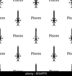 Pisces Sword Icon. Silhouette of Zodiacal Weapon. One of 12 Zodiac ...