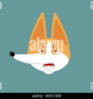 Corgi angry. Dog evil emotions avatar. Pet aggressive. Vector ...