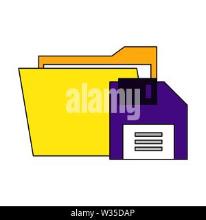 documents files system archives cartoon in black and white Stock Vector ...