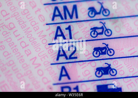Macrophotography on european driving license categories Stock Photo - Alamy