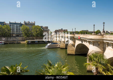 Pont Neuf, the oldest standing bridge across the river Seine in Paris ...
