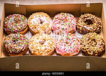 assorted donuts in paper box Stock Photo - Alamy