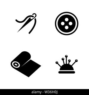 Sewing Related icons set. Needlework tools vector editable stroke ...